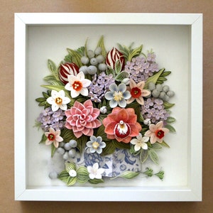 3D Paper Quilling Wall Decoration of Spring Flowers - Paper Anniversary ...