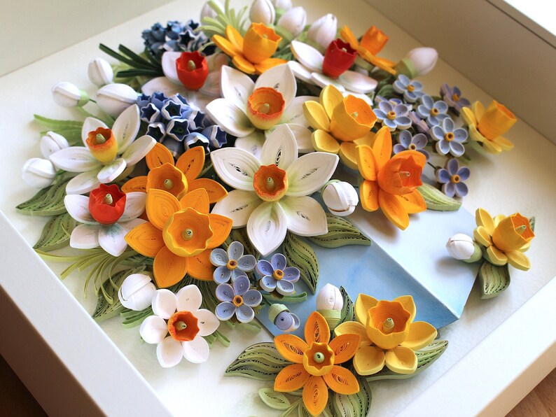 3D Paper Quilling Daffodils Forget Me Not Flowers Wall Art - Etsy Ireland