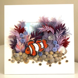 3D Paper Quilling Underwater Scene – Coral Reef With Clown Fish, Framed ...