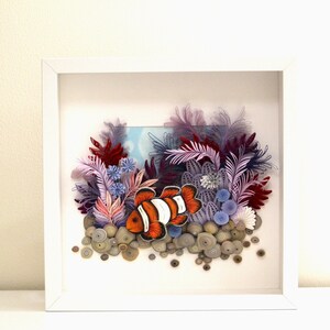 3D Paper Quilling Underwater Scene – Coral Reef With Clown Fish, Framed ...