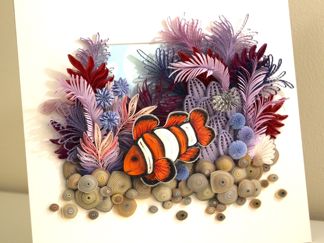 3D Paper Quilling Underwater World Framed Wall Decor Aquarium Сoral ...