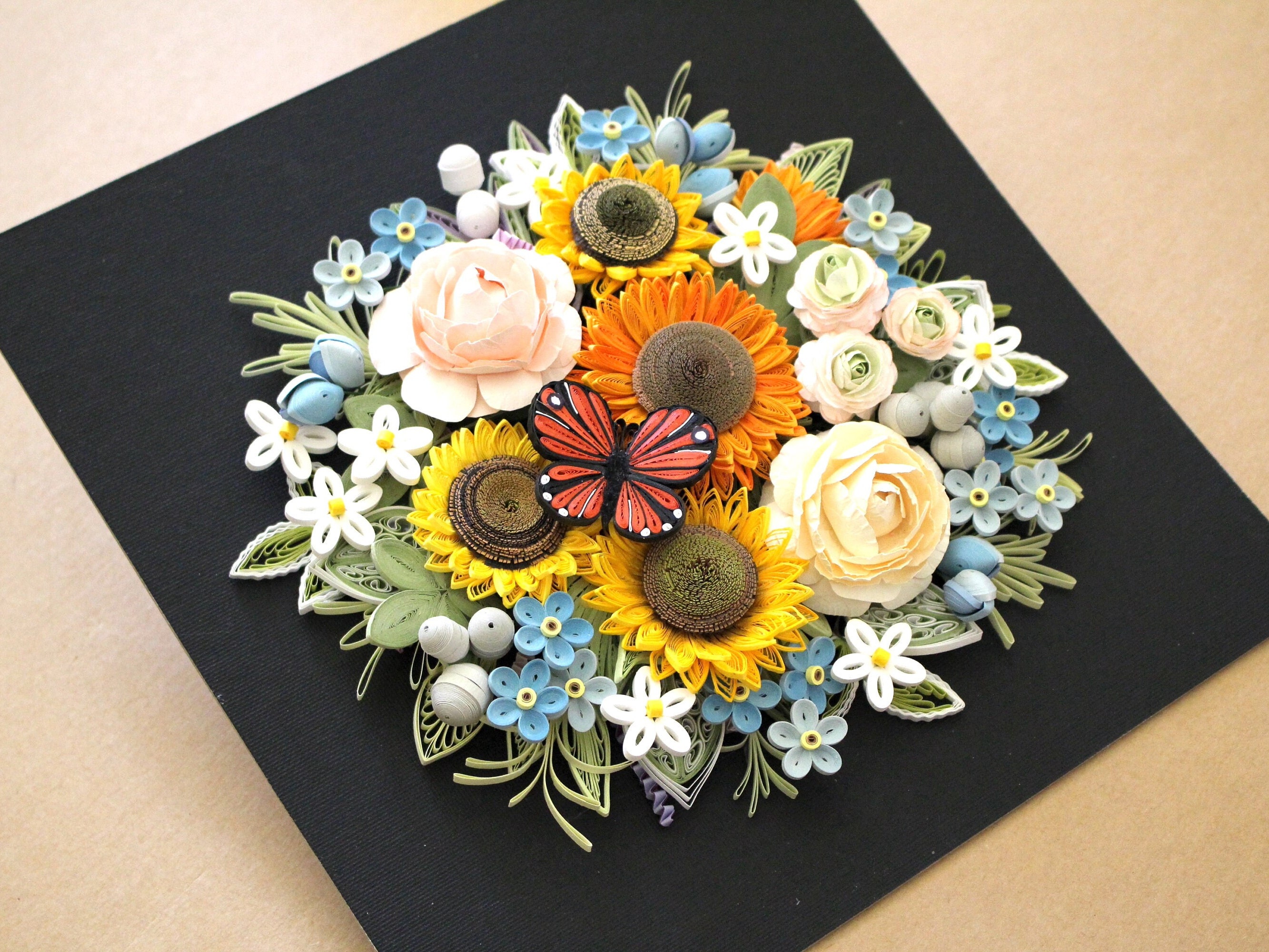 Original 3D Paper Quilling Artwork Botanical Shadow Box Wall - Etsy