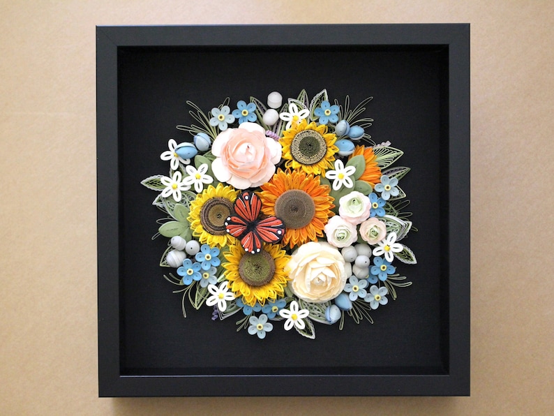 Original 3D Paper Quilling Artwork Botanical Shadow Box Wall - Etsy