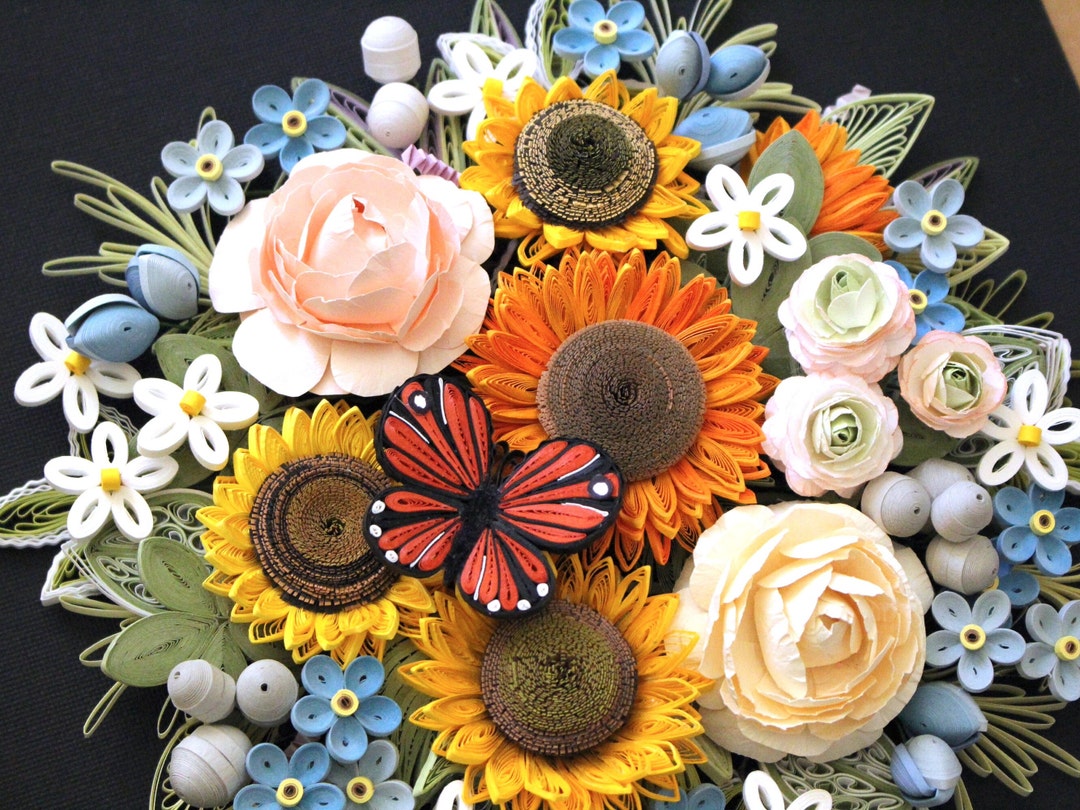 Original 3D Paper Quilling Artwork - Botanical Shadow Box Wall Art ...