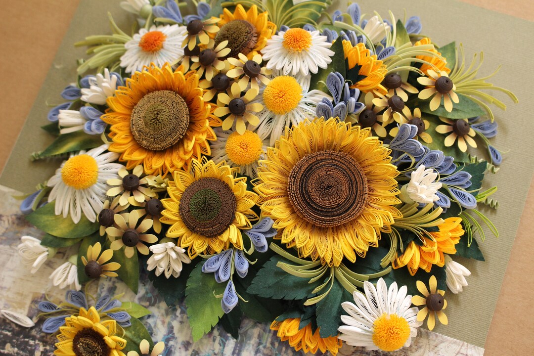 3D Paper Quilling Sunflowers and Daisies Original Design - Etsy UK