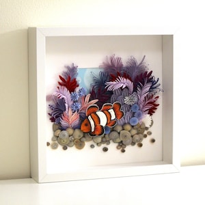 3D Paper Quilling Underwater Scene – Coral Reef With Clown Fish, Framed ...