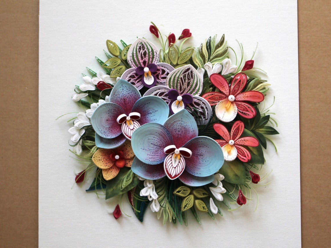 Original 3D Paper Quilling Art Tropical Wall Decor With - Etsy