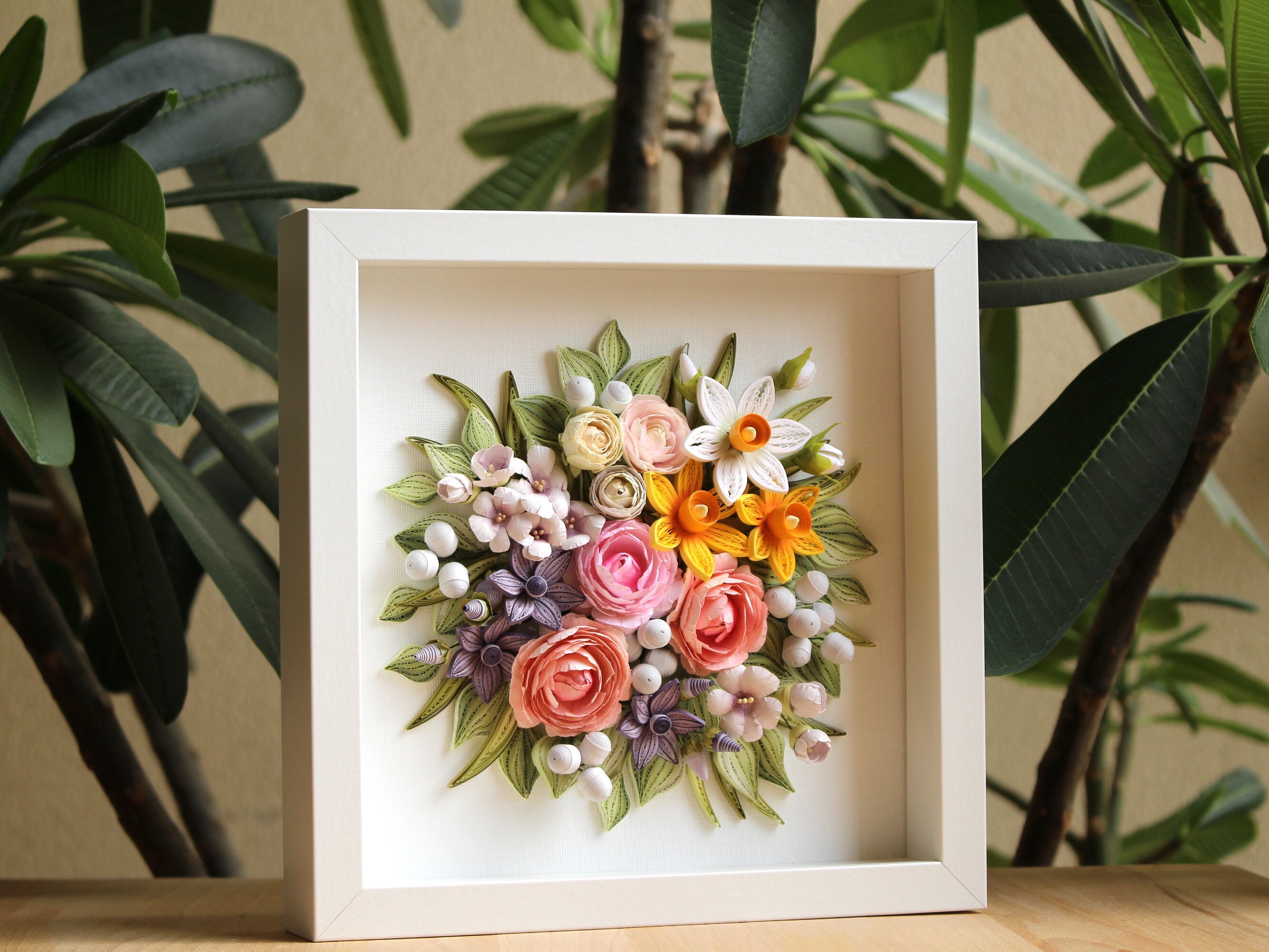 Paper Quilling Wall Decor Picture Paper Peonies Daffodil - Etsy Canada