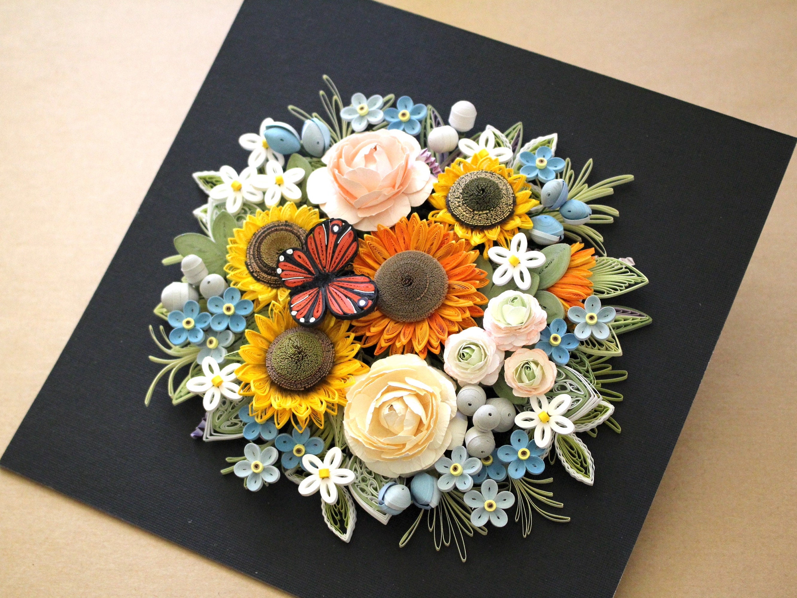 Original 3D Paper Quilling Artwork Botanical Shadow Box Wall - Etsy