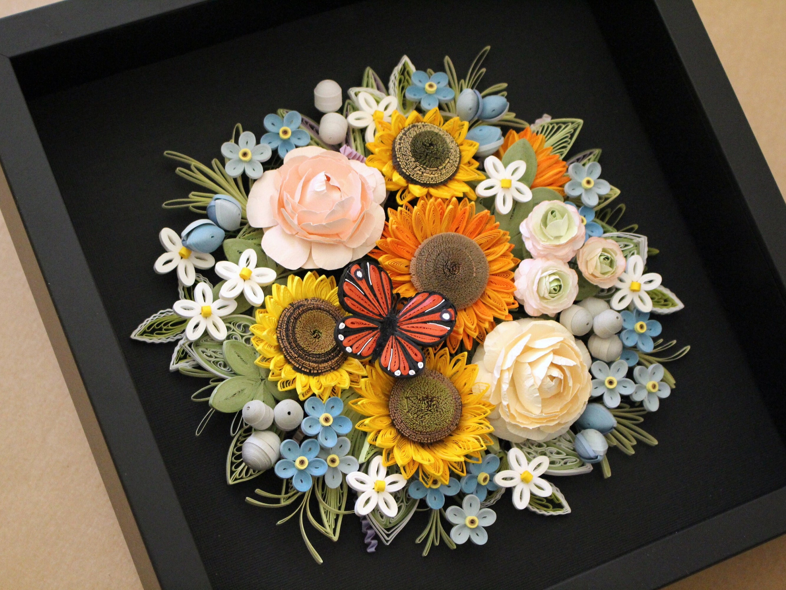 Original 3D Paper Quilling Artwork Botanical Shadow Box Wall - Etsy