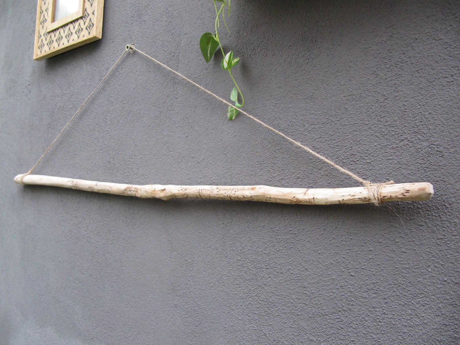 Thin Rustic Olive Wood Branch Piece Wall Hanging for Crystal | Etsy