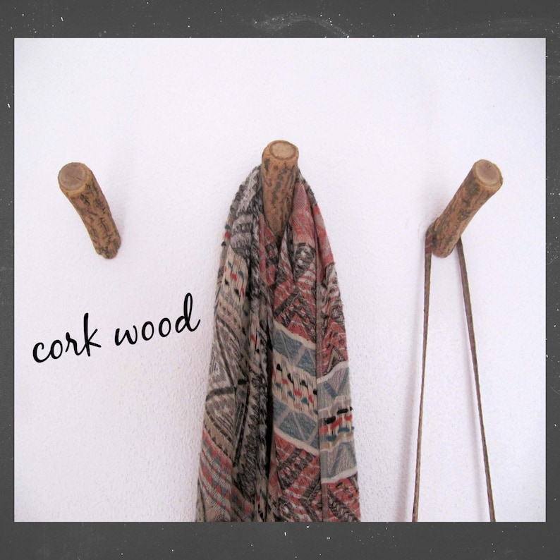 Wooden Wall Hook Cork Wood Rustic Branch Hooks Wooden Hook - Etsy