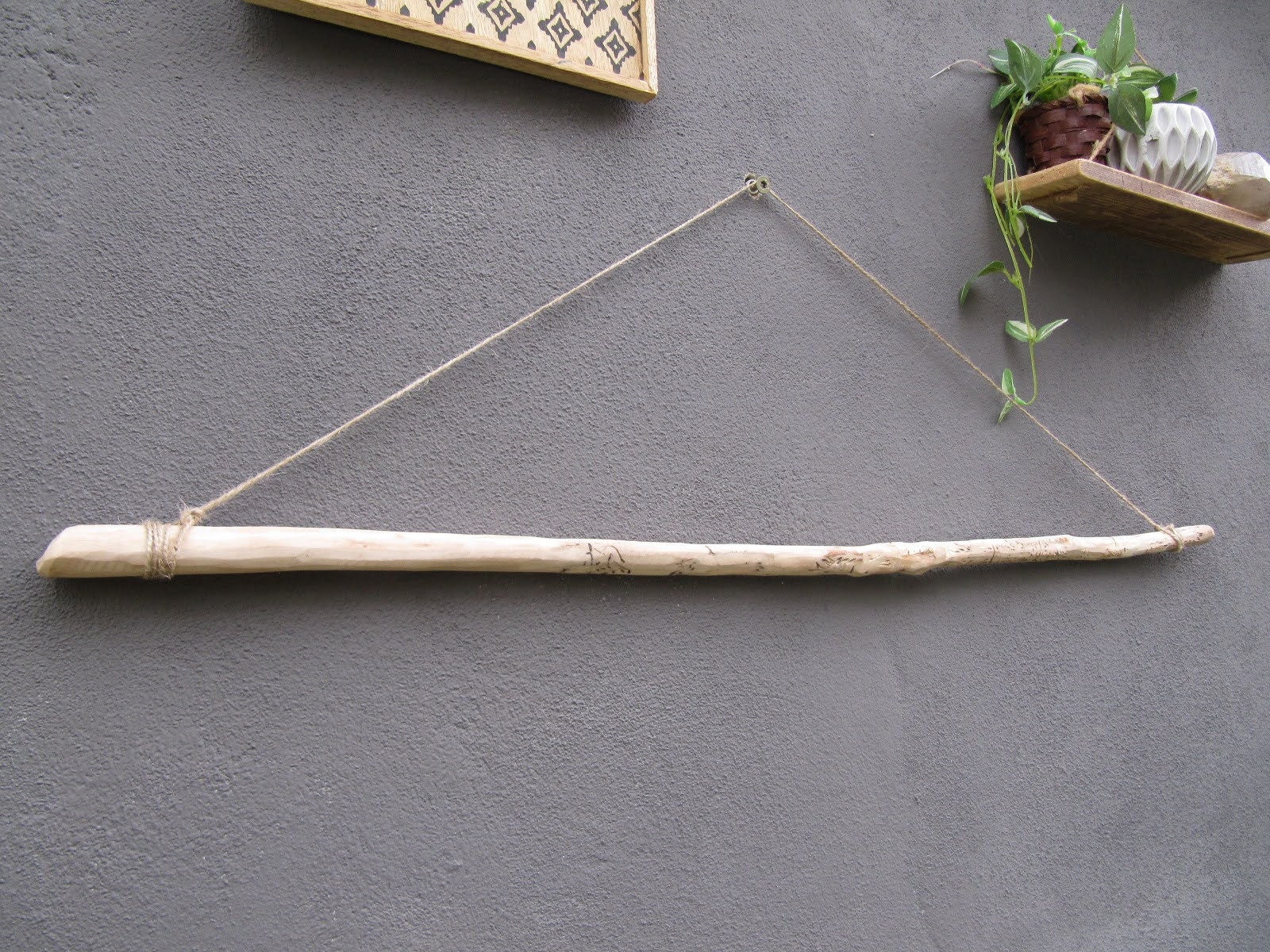 Thin Rustic Olive Wood Branch Piece Wall Hanging for Crystal | Etsy