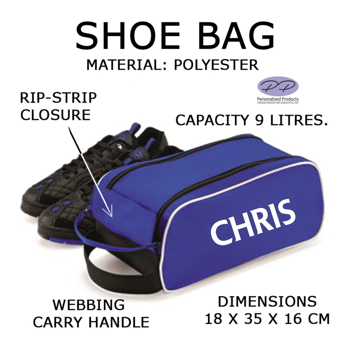 Personalised Football Boot Bag, Sport Shoe Bag With Initials or Name ...