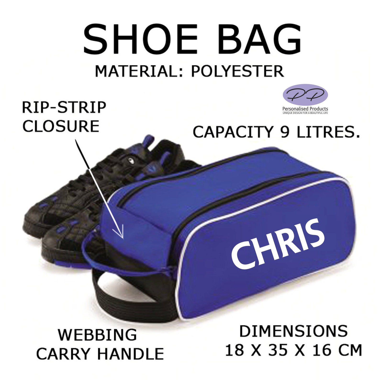 Personalised Football Boot Bag, Sport Shoe Bag With Initials or Name ...