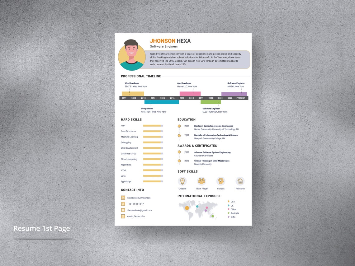 Infographic Resume Template for MS Word, ATS Friendly Infographic ...