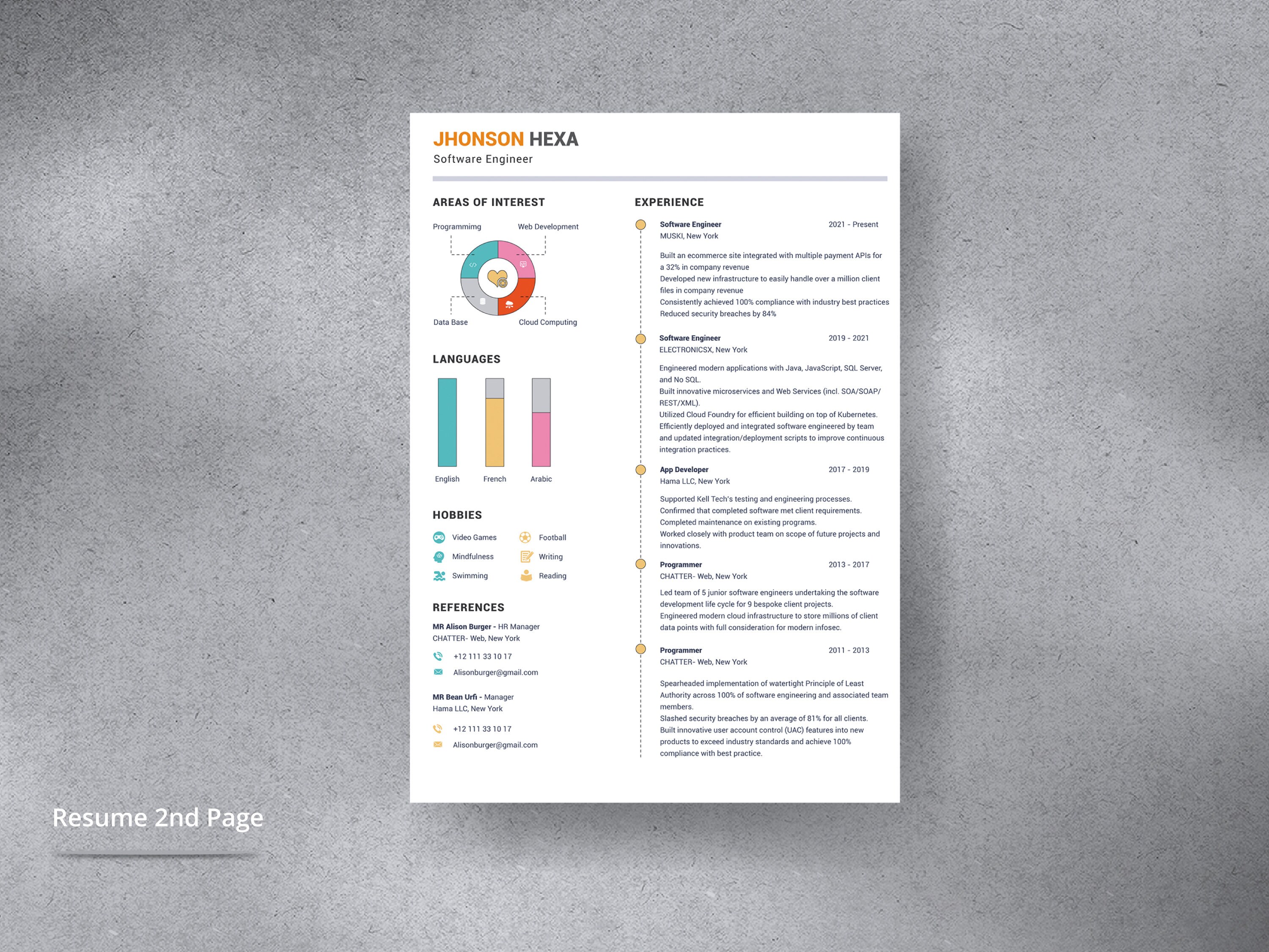 Ats-friendly Infographic Resume Template: Software Engineer CV (docx ...