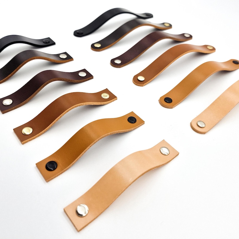 Leather Cabinet Pull and Knobs - Etsy
