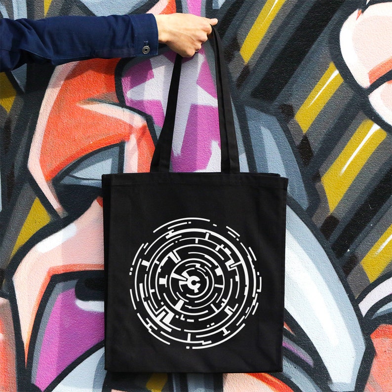 Geometric Maze Print Cotton Tote Bag - Etsy