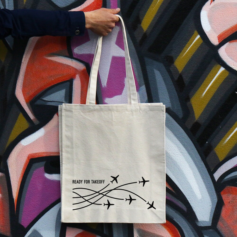 Airplane Travel Print Cotton Tote Bag - Etsy