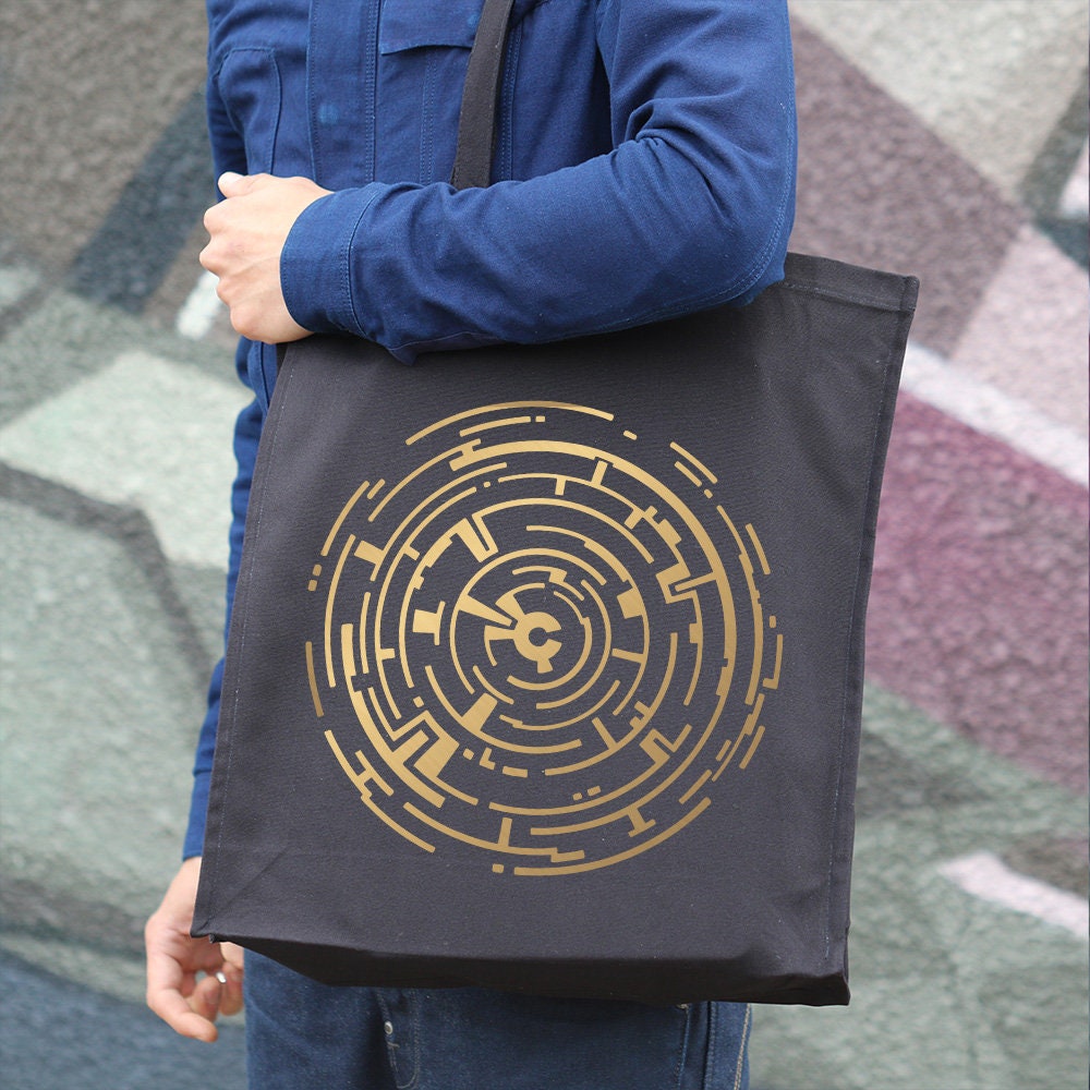 Geometric Maze Print Cotton Tote Bag - Etsy