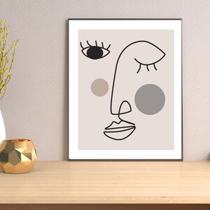 Set of 3 Mid Century Modern Face Line Art Drawing Printable - Etsy