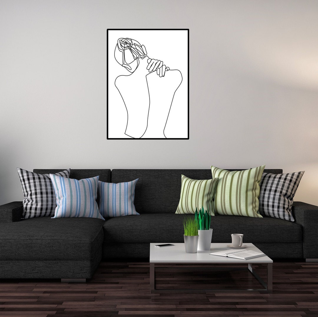 Line Drawing Download Drawing Femine Art Wall Print Femine Woman Back ...