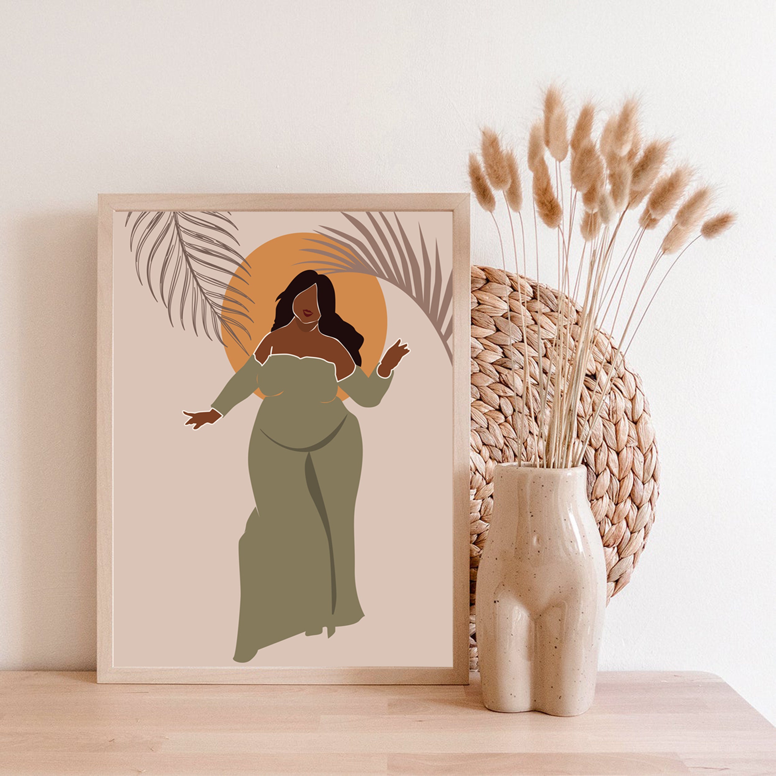 Black art digital print plus size woman Curve Woman body | Etsy