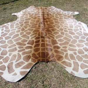 HUUUUUGE ! GIRAFFE Printed Cowhide Rug Genuine Natural Hair on ! Extra ...