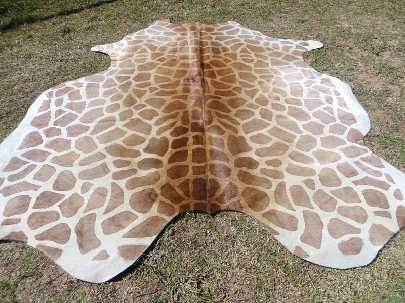 New GIRAFFE printed cowhide rug Genuine Natural Hair on | Etsy