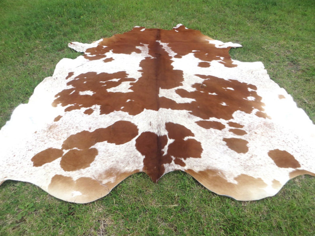 BROWN & WHITE Exotic ! Large ! New Cowhide Rug Natural Hair on - 6x6 Ft ...