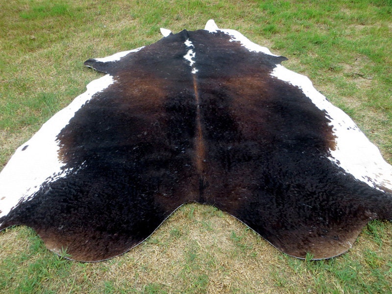 SOLID BLACK & Dark Brown Large New Cowhide Rug Natural Hair | Etsy