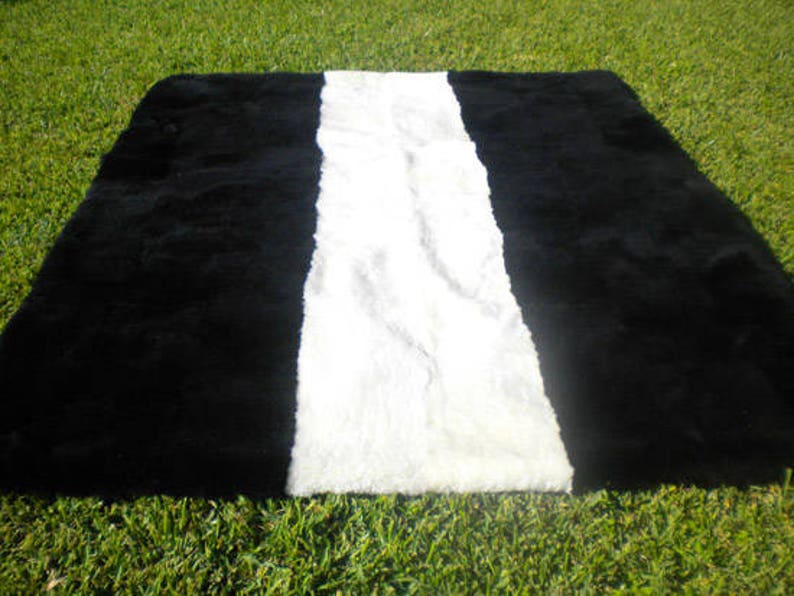 BIG ! UNIQUE ! GENUINE Patchwork Sheepskin Rug - Soft Natural Hair ...