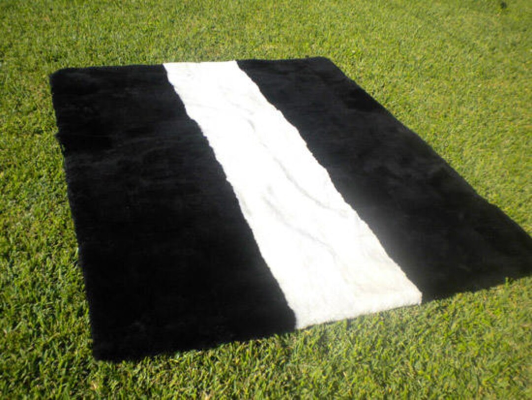 BIG ! UNIQUE ! GENUINE Patchwork Sheepskin Rug - Soft Natural Hair ...