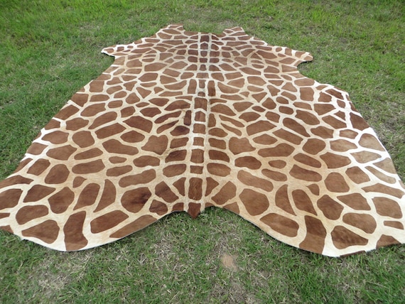 New GIRAFFE printed cowhide rug Genuine Natural Hair on | Etsy