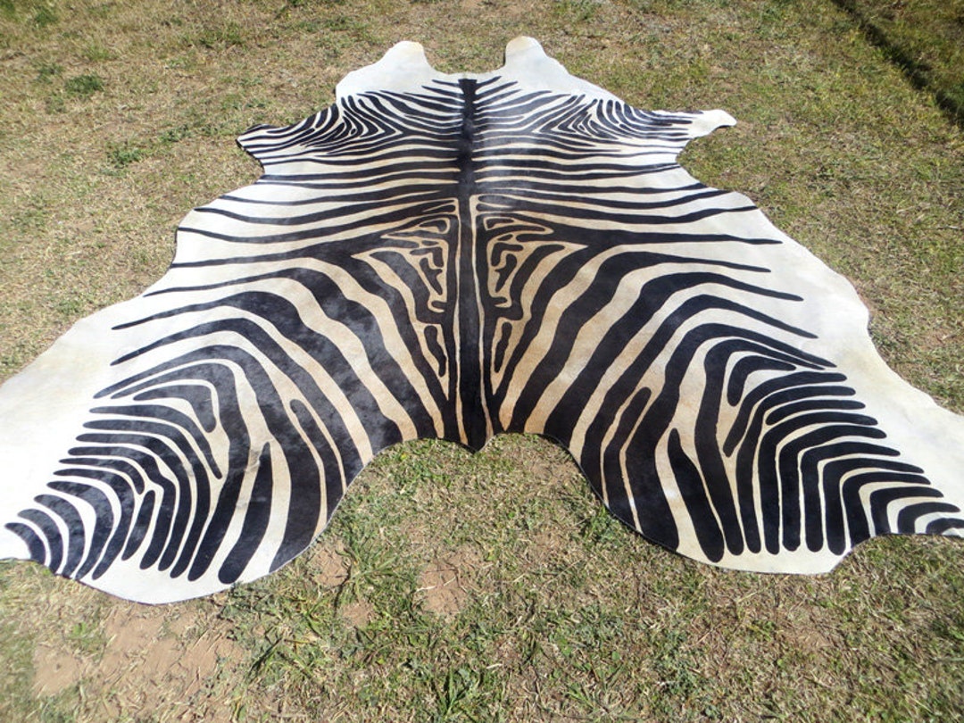 New ZEBRA Printed Cowhide Rug Genuine Natural Hair on !! - LARGE ...
