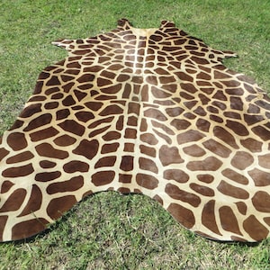 HUUUUUGE ! GIRAFFE Printed Cowhide Rug Genuine Natural Hair on ! Extra ...