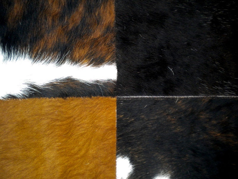 Ask for ANY SIZE ! Patchwork Cowhide Rug Natural Hair on - Area Genuine ...