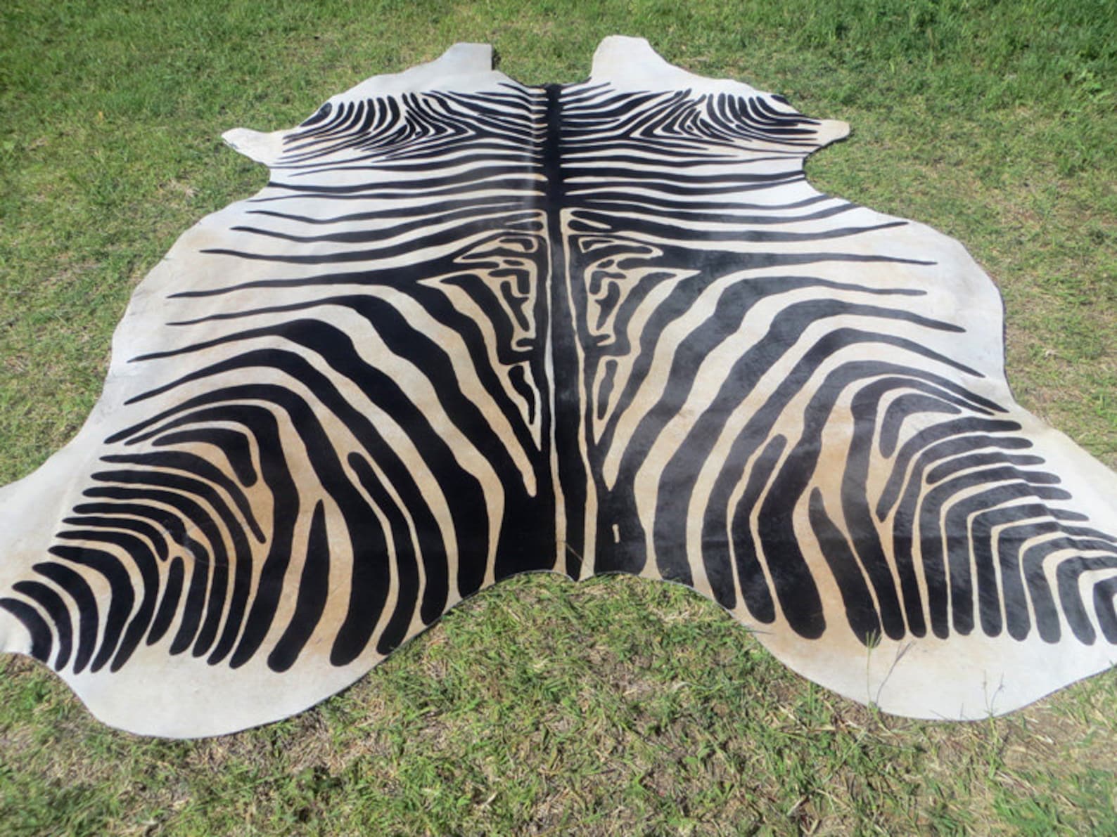 HUUUUUGE !! ZEBRA New Cowhide Rug Genuine Natural Hair on !! - Black ...