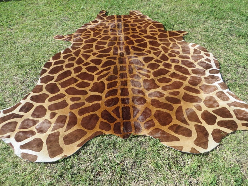 New GIRAFFE printed cowhide rug Genuine Natural Hair on | Etsy