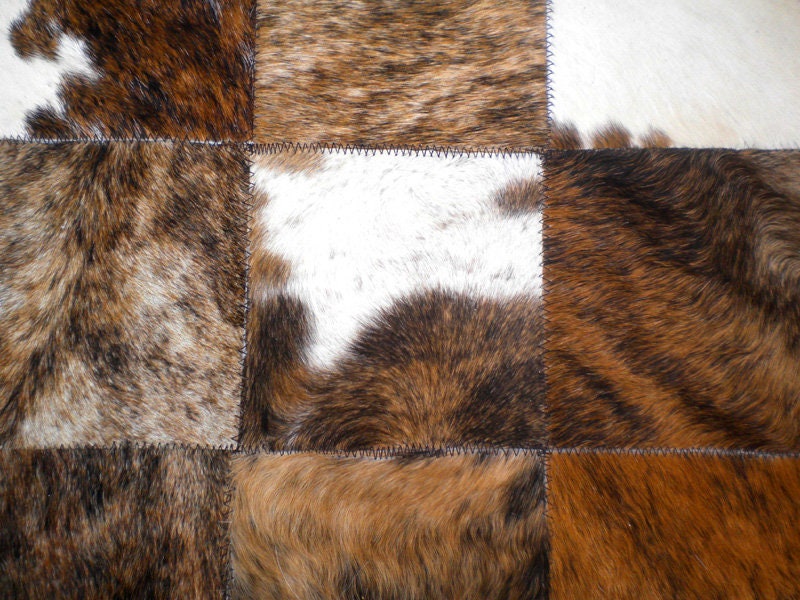 Ask for ANY SIZE ! Patchwork Cowhide Rug Natural Hair on - Area Genuine ...