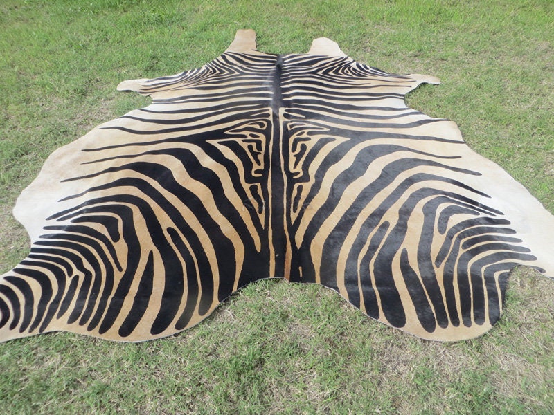 HUUUUUGE !! ZEBRA New Cowhide Rug Genuine Natural Hair on !! - Black ...