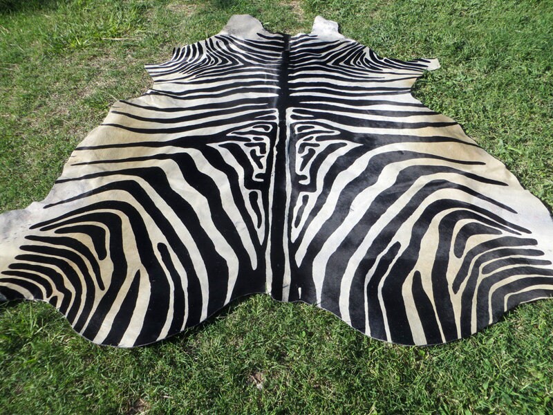 New ZEBRA Printed Cowhide Rug Genuine Natural Hair on - Etsy