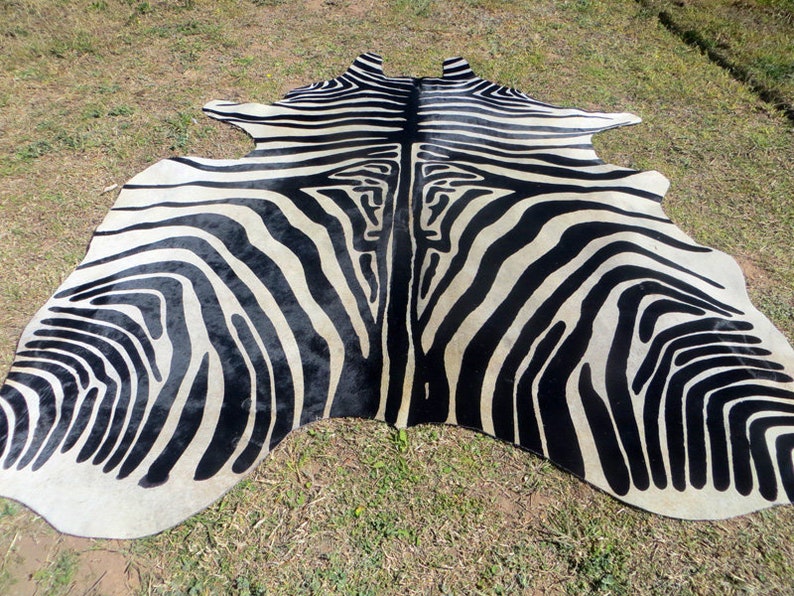 New ZEBRA Printed Cowhide Rug Genuine Natural Hair on - Etsy