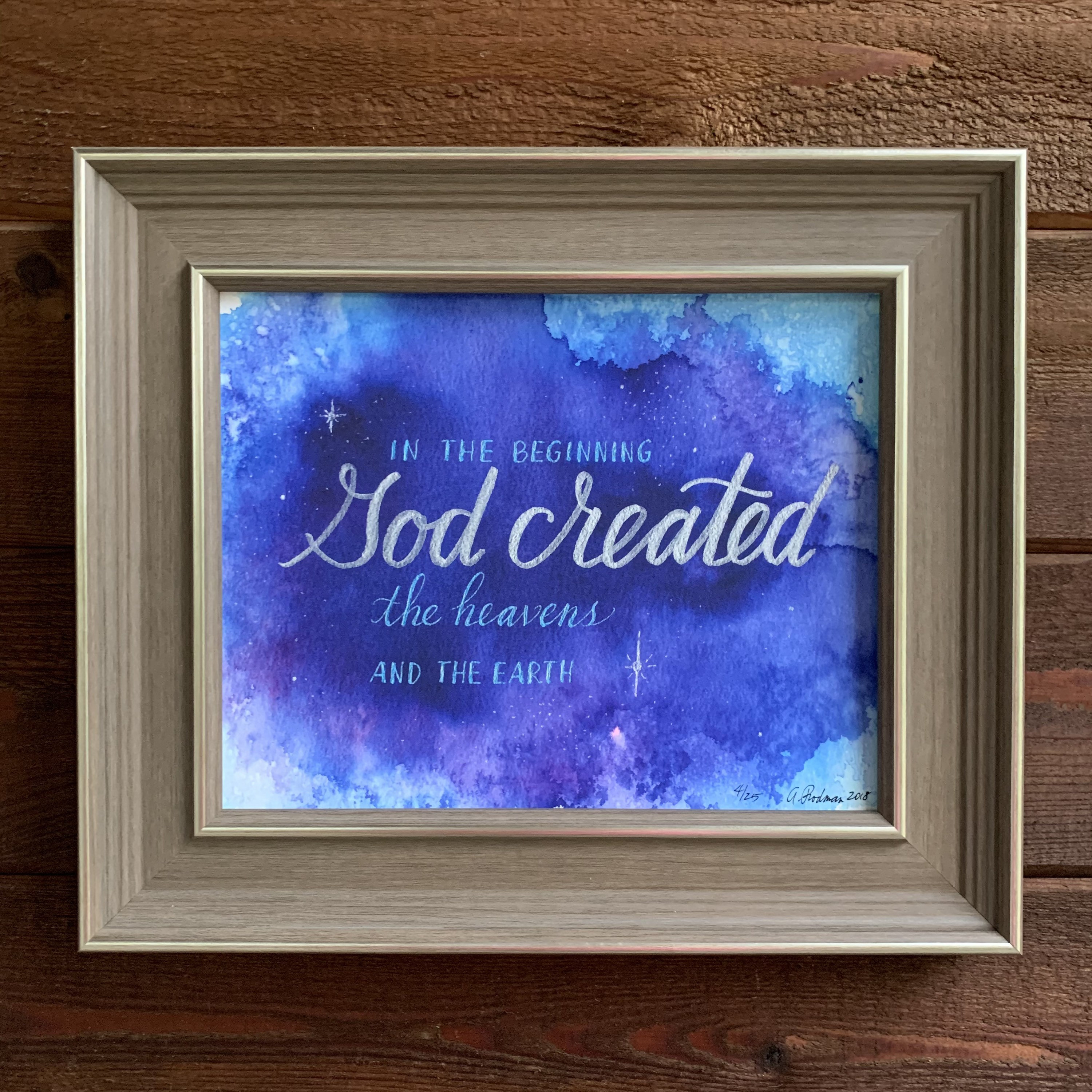 Genesis 1:1 - 8x10 Inch - Art Print ~ in the Beginning, God Created the ...