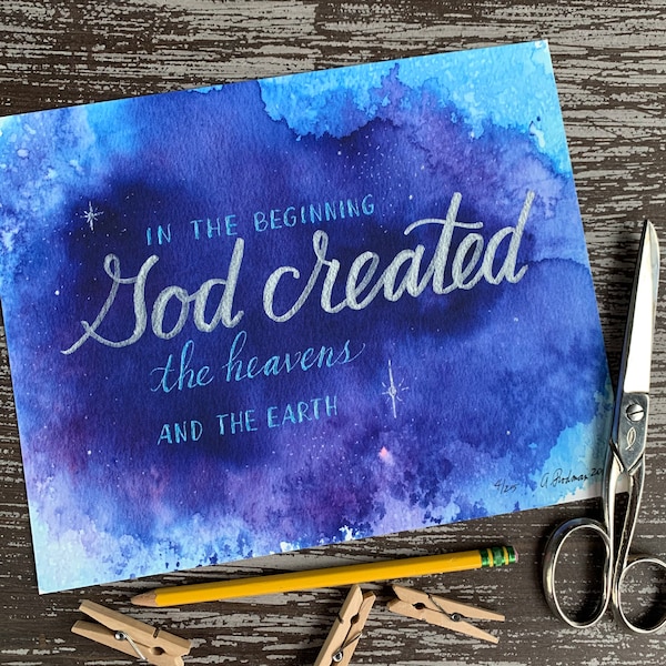 In the Beginning God Created the Heavens and the Earth - Etsy