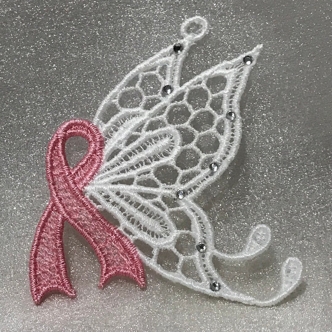 Lace Butterfly With Awareness Ribbon (free Standing Lace - A Finished ...
