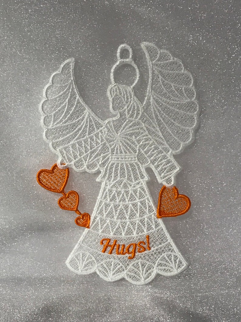 Hugs Angel free Standing Lace A Finished Embroidery | Etsy