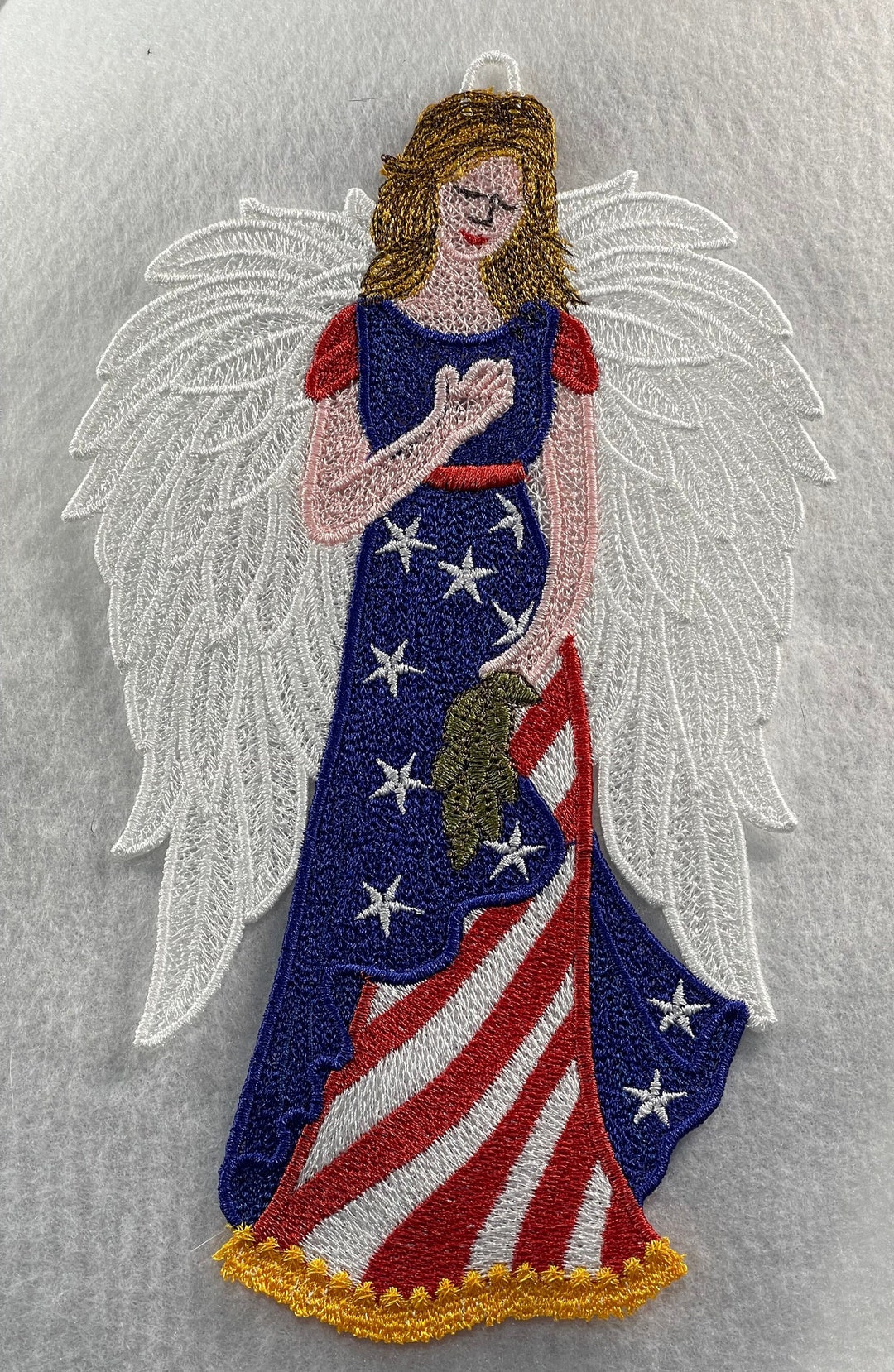 USA Patriotic Angel ( Free Standing Lace - A Finished Embroidery ...
