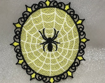 Lacey Spider free Standing Lace A Finished Embroidery | Etsy